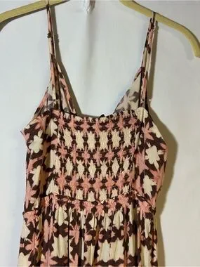 LOFT | Dresses | Loft Summer Dress Pink Tan Pattern Twist Front Detail ...